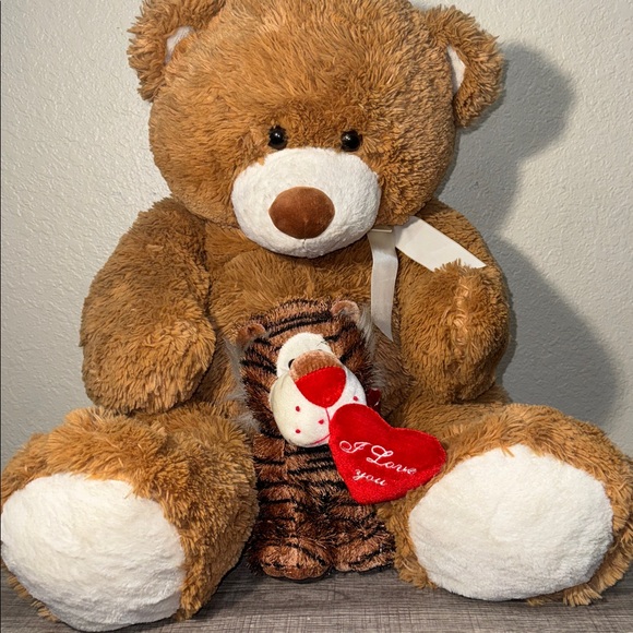 Toys | Valentines Day Plush Bundle Brown Teddy Bear Striped Tiger I ...